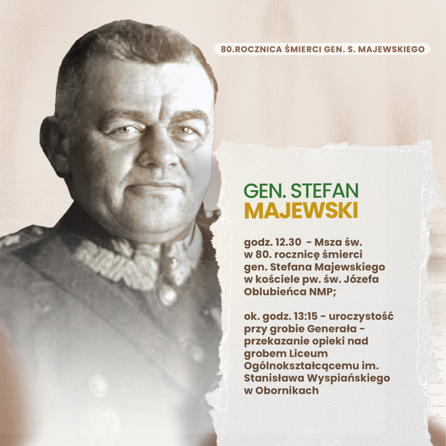 80. rocznica śmierci gen. S. Majewskiego - UM Oborniki